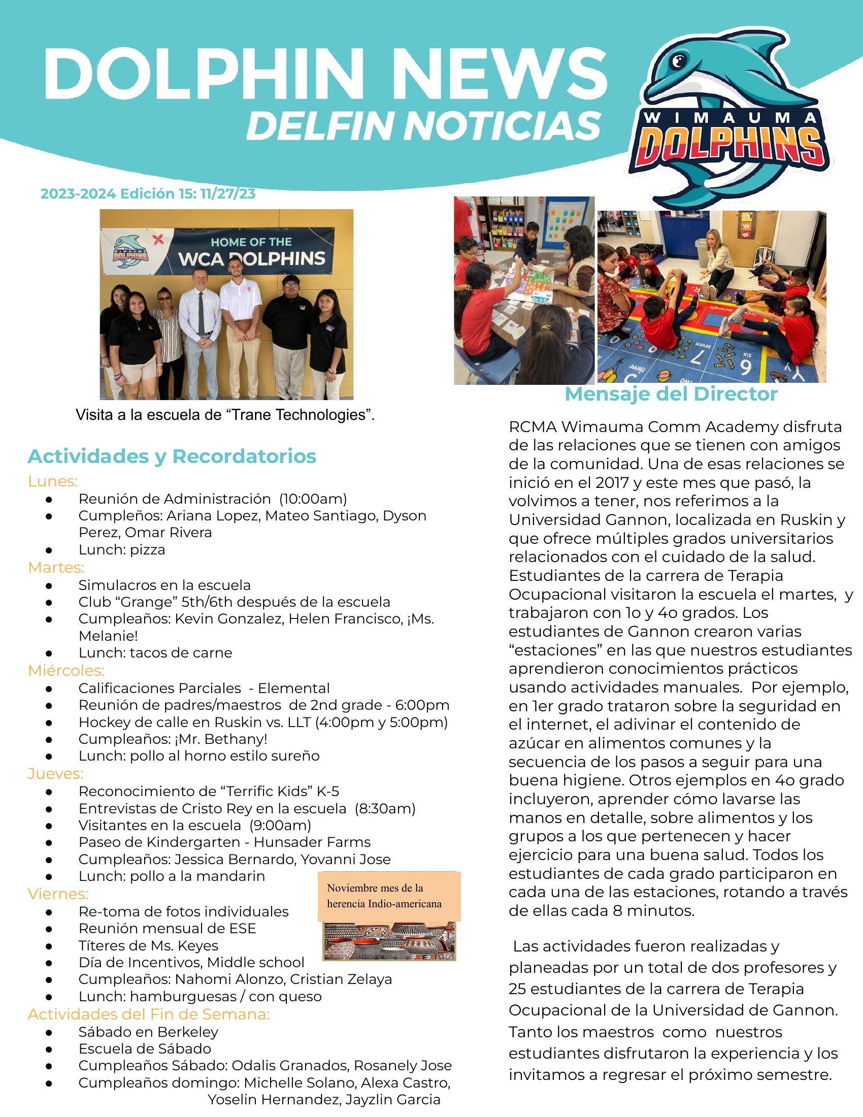 Dolphin News Week of November 27, 2023 Spanish - RCMA