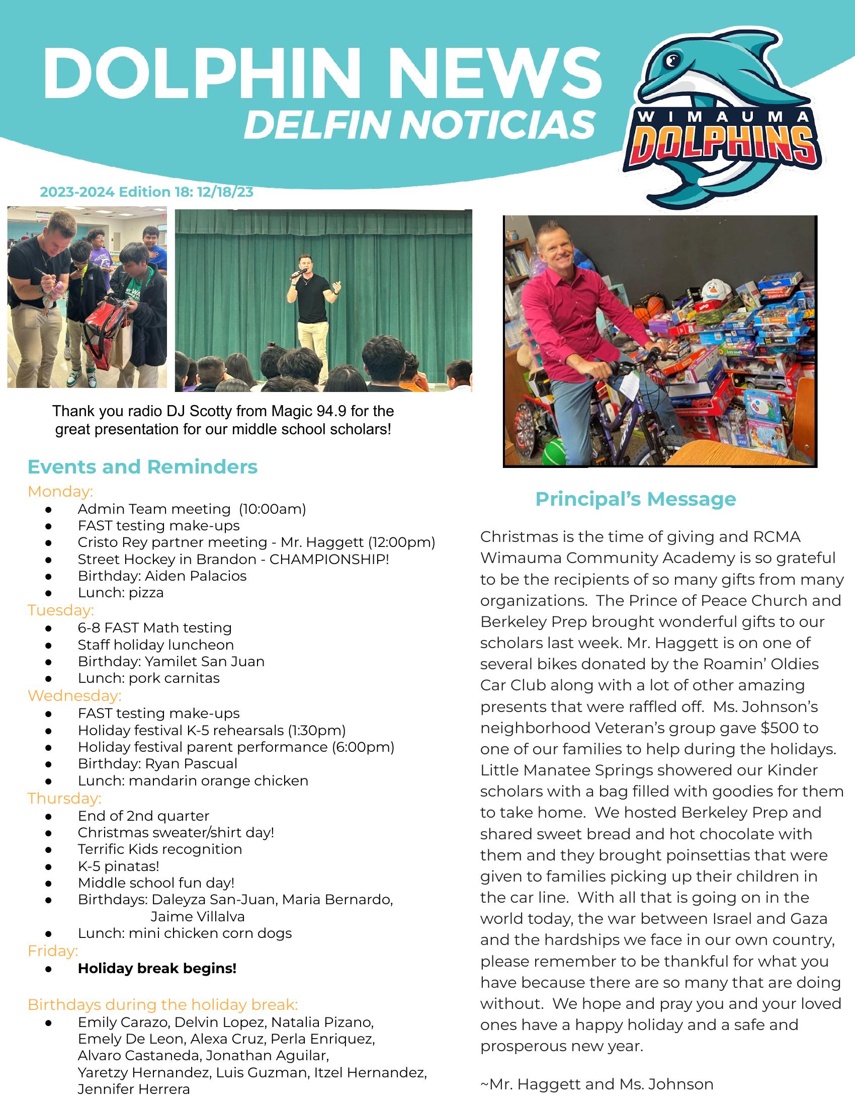 Dolphin News Week of December 18, 2023 - RCMA